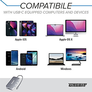 USB C Hub 10 in 1 for MacBook Pro/Air - Dell XPS - Lenovo - HP - 4K HDMI; Ethernet RJ 45; VGA; MicroSD/SD Card Reader; 2 x USB 2.0; 1 x USB 3.0; 1 x USB-C & Audio Jack.