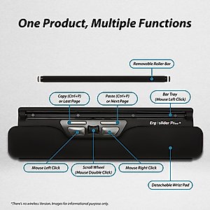 Ergoslider Plus SE: Ergonomic Mouse with Roller-Bar for Precision Computer Cursor Control. USB Powered, 5 Button Central Pointing Device. Relieve Wrist & Shoulder Pain from Carpal Tunnel or Tendinitis
