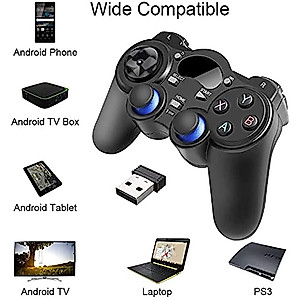 FANDRAGON USB Wireless Gaming Controller Gamepad for PC/Laptop Computer(Windows XP/7/8/10) & PS3 & Android & Steam - [Black] (black)