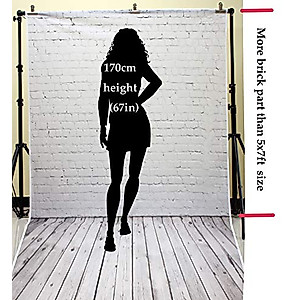 HUAYI 5'x10' Vinyl Backdrop for Photo Studio Pictures Home Decoration DIY Food Background Brick and Wood Floor D-2504