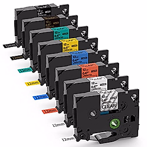 8-Pack Compatible TZe TZ 12mm 0.47 Inch Laminated Label Tape Replacement for Brother P Touch TZe-231 TZe231 TZe431 TZe531 TZe631 TZe731 TZe334 TZe335 Tape for Ptouch PT D210 H100 H110 1290 Label Maker