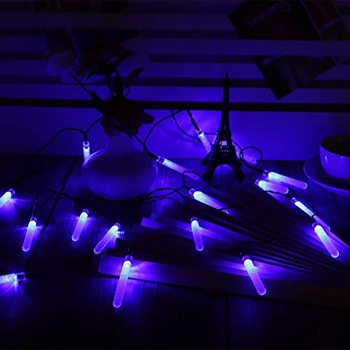 Pinsofy Outdoor Solar Lights String, Constant Light and Flashing Effect Solar String Lights Outdoor for Garden for Home Decoration for Wedding Party(Blue)