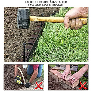 VOUNOT Landscape Edging No-Dig 66 Feet with 60 Anchoring Stakes Plastic Edging Border Flexible for Lawn, Yard, Garden 2 Inch Tall Brown