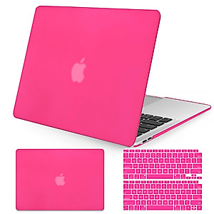 Seorsok Compatible with MacBook Air 13 Inch Case2022 2021 2020 2019 2018 Release A1932 A2179 M1 A2337 Touch ID,Plastic Hard Shell Case with Keyboard Cover-Hot Pink