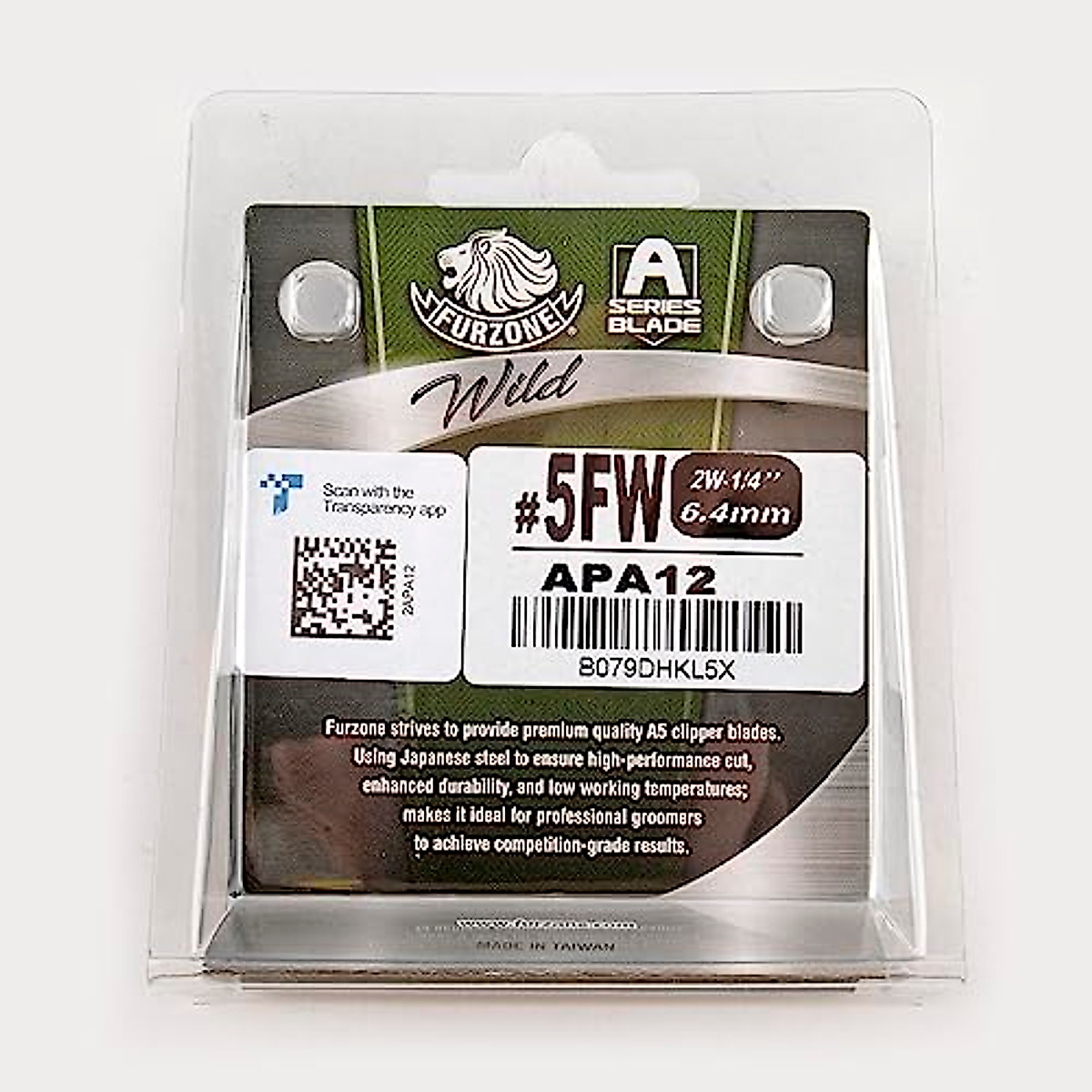 FURZONE Detachable Blade - Size 5FW Wide Blade 1/4", Made of Extra Durable Japanese Steel, Compatible with Most Andis, Oster, Wahl A5 Clippers