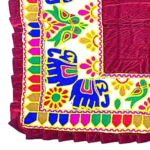LOVENSPIRE Elephant Pooja Aasan Rug Velvet Prayer Mat Meditation Multipurpose Aasan for Ganesh Pooja Diwali Pooja Mandir and Festive Decor Diwali Decoration Housewarming Gift