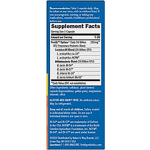 Nature's Way Fortify Optima Daily Probiotic for Men and Women, Supports Digestive, Immune, and Colon Health*, 30 Vegan Capsules