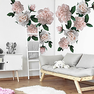 WALPLUS Flowers Roses Wall Decals Peel and Stick Wall Sticker Oversized Murals for Home Bedroom Nursery Room Floral Transparent Wall Decor