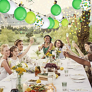 KBZVNAF Green White Latex Party Balloons - 50pcs 12 inch White Green Gold Confetti Balloons for Jungle Theme Party Balloons Supplies