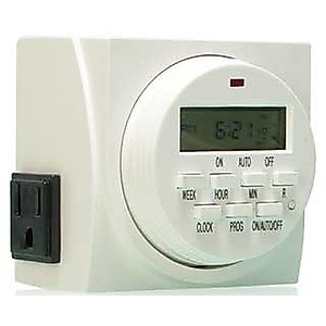 Chicago Pneumatic FBA_95205 Digital Timer Programmable for Lights Lamps Dual 110v 15 Amp Outlets, Silver
