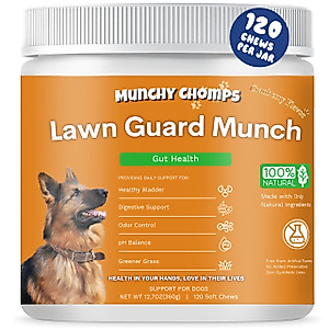Munchy Chomps Lawn Guard Munch for Dogs - Supports Urinary Tract & Gut Health - Prevents Yellow Spots on Grass - with DL-Methionine, Fiber & Probiotics (Cranberry)