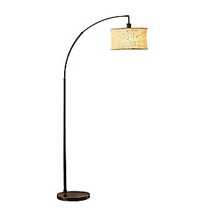 MISC Burlap Antique Bronze Arc Floor Lamp
