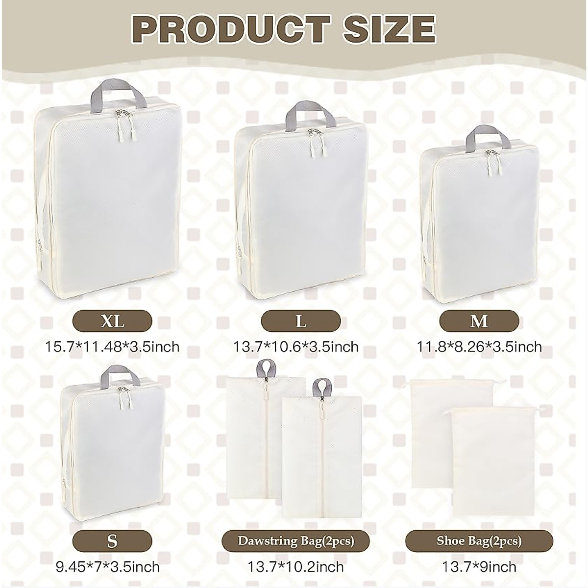 Compression Packing Cubes for Suitcases, Travel Packing Organizers Shoes Bag,8Pcs Travel Accessories Suitcase Organizer Bags Set, Travel Bag Organizer for Luggage,Packing Cubes for Carry on Suitcase