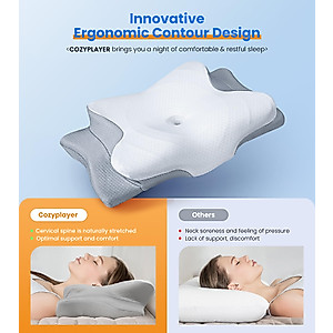 Ultra Pain Relief Cooling Pillow for Neck Support, Adjustable Cervical Pillow Cozy Sleeping, Odorless Ergonomic Contour Memory Foam Pillows, Orthopedic Bed Pillow for Side Back Stomach Sleeper