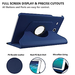 Case for Samsung Galaxy Tab A 7.0 inch 2016 Tablet (SM-T280 SM-T285),360 Degree Rotating Stand Case Full Protective Cover,with Stylus Pen,Screen Film (Deep Blue)