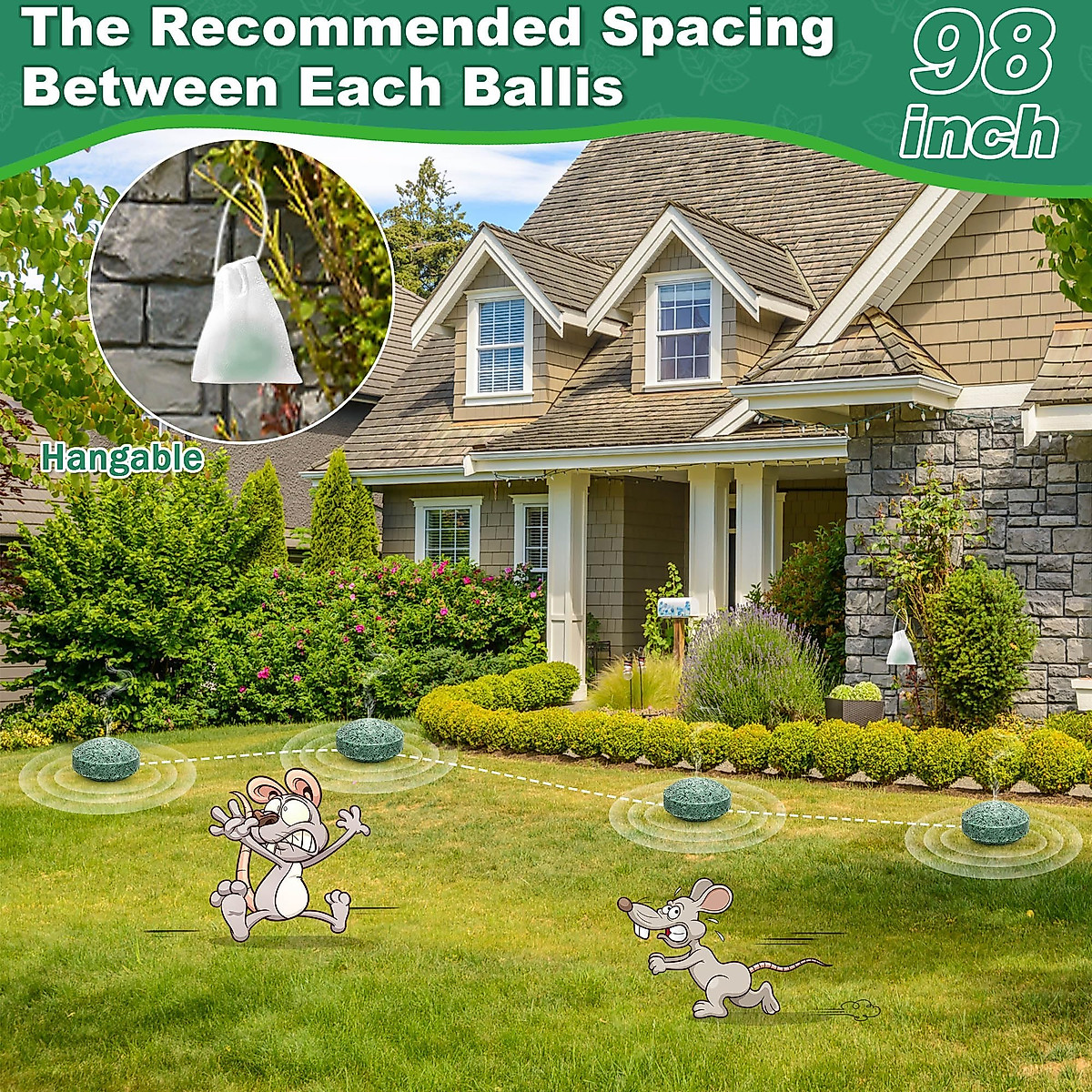 24Pcs Rodent Mice Repellent, Peppermint Oil Mouse Repellent Balls for Rats Mouse Deterrent, Keep Rat Mice Mouse Rodent Out of Indoor House Outdoor Car Engines RV Garage, Safe for Humans & Pets