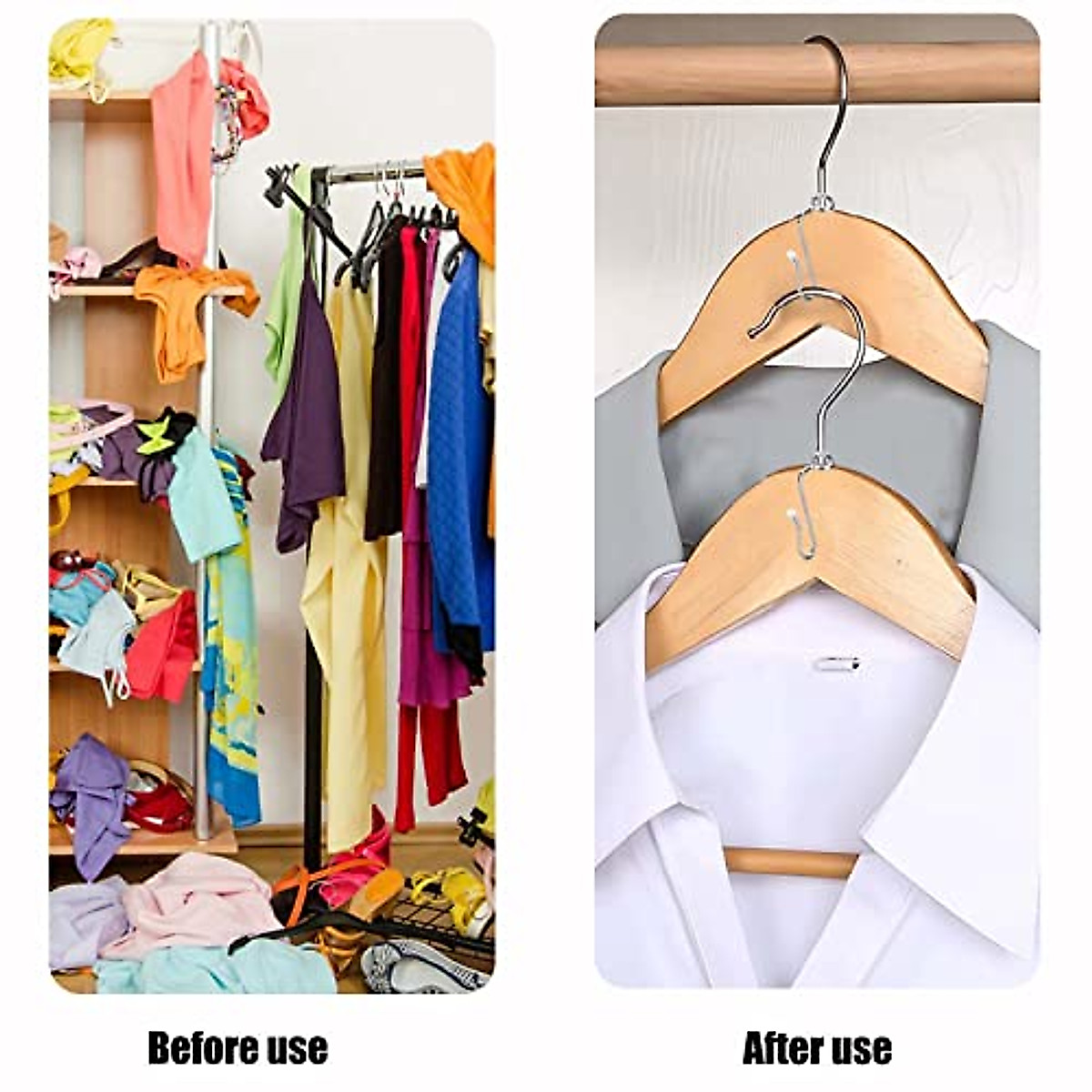50 Pieces Clothes Hanger Connector Hooks Upgraded Metal Velvet Hanger Extender Hooks for Different Thickness Hangers, Organizer and Storage for Closet(Silver)