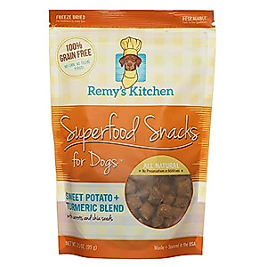 Remy’s Kitchen Sweet Potato Turmeric Freeze Dried Dog Treats USA Sourced and Small Batch Made - Human-Grade, All Natural Superfood Dog Snacks Without Artificial Preservatives, Grain Free - 3.5 oz