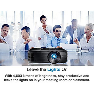 Optoma W400LVe WXGA Professional Projector | 4000 Lumens for Lights-on Viewing | Presentations in Classrooms & Meeting Rooms | Up to 15,000 Hour Lamp Life | Speaker Built in