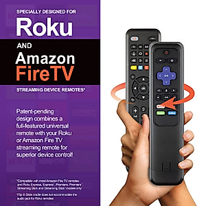 GE Universal Remote Control with Roku or Fire TV Streaming Remote Compartment, use with Samsung, Vizio, LG, Sony, Sharp, Apple TV, TCL, Smart TVs, Streaming Players, Blu-ray, DVD, 4-Device, 59046