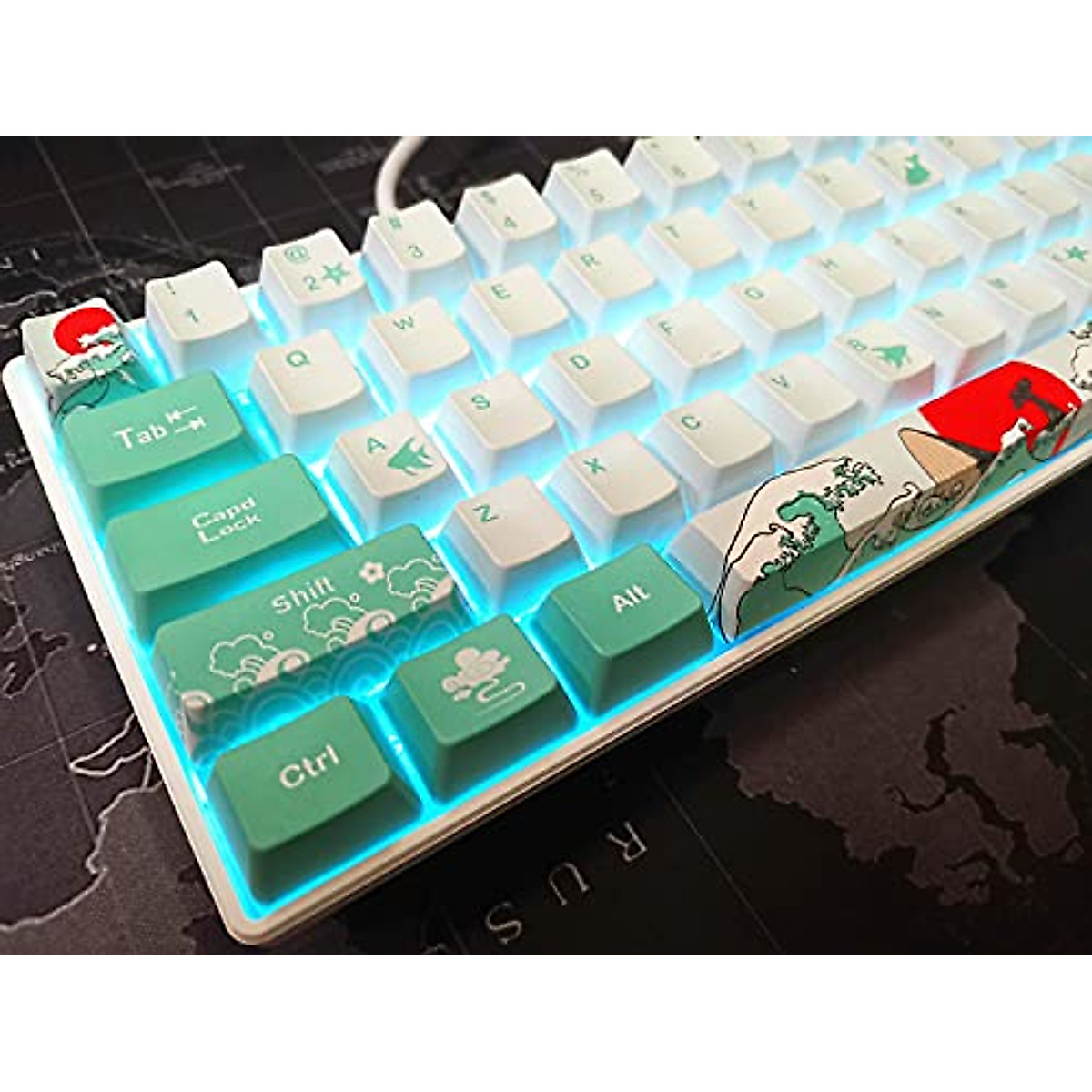 Custom keycaps 60 Percent Doubleshot PBT Keycaps Set OEM Profile for Cherry MX Switches Gaming Mechanical Keyboard,gk61,rk61,Ducky one 2 Mini keycaps (not Include Keyboard)