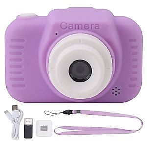 Camera, Digital Camera with 32G Card High Definition Dual Lens 1080P 8X Zoom USB Rechargeable for Girls (Purple)
