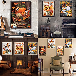 FLJZCZM Fall Pumpkin Diamond Painting Art Kits for Adult,Halloween Gnome DIY 5D Round Full Drill Crafts Diamond Gem Dotz Art Kit Gifts for Beginners Home Wall Decor Christmas Thanksgiving 12"x16"