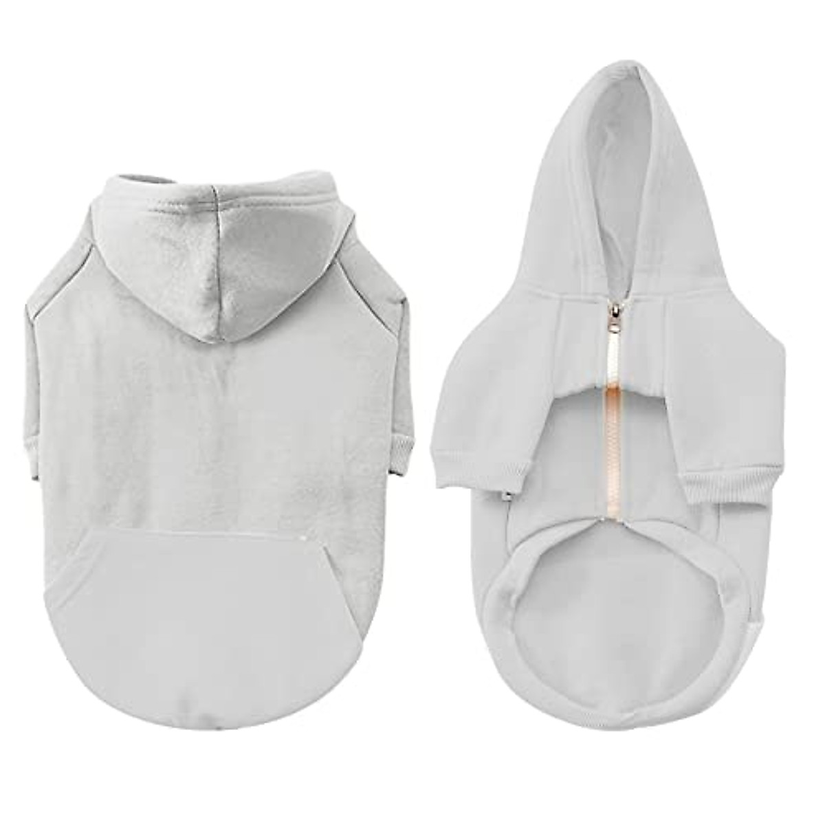 meioro Dog Hoodies Soft and Warm Dogs Tee Shirt, Winter Pet Sweater with Pocket Zipper Cat Clothing Suitable for Small and Medium Pets Dog Coat Dog Jacket Dogs Clothes (XX-Large, Grey)