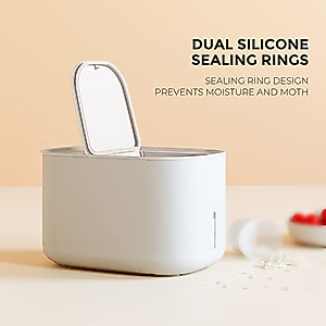 Zuutii Rice Storage Container,Food Container, Dry Food Storage, Pet Food Dispenser, 6.9Qt Large Storage Bin with Lid,Silicone Ring & Moisture Proof,for Grain Cereal Soybean Corn,Light Cream