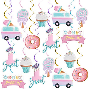 20Pcs Ice Cream Sweet One First Birthday Party Decorations, Ice Cream and Donut Party Hanging Swirls, Summer Ice Cream Party Ceiling Hanging Streamers for Ice Cream 1st Bday Girls Donut Party Supplies