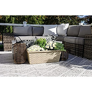 The HC Companies 27 Inch Borden Rectangular Planter Box - Large Lightweight Outdoor Plastic Plant Pot for Vegetables, Herbs, Flowers Inch Maple