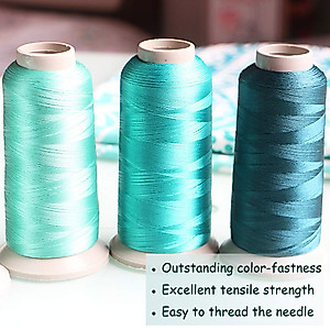 Set of 4 Embroidery Thread Light Cyan Turquoise Teal Polyester Huge Spool 3608 Yards (3300M) Each for Home Embroidery and Sewing Machines – ACRAFT