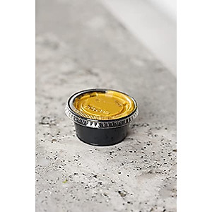 2 Oz Leak Proof Black Plastic Condiment Souffle Containers with Lids - Plastic Black Portion Cups with Plastic Lid Perfect for Sauces, Samples, Slime, Jello Shot, Food Storage (2 Ounce) (125)
