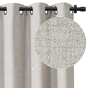 Rose Home Fashion 100% Linen Blackout Curtains for Bedroom Windows, Blackout Curtains 84 Inches Long for Living Room/Farmhouse, Linen Textured Look Drapes with Blackout Liner - (50x84 Beige)