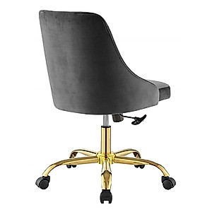 Modway Distinct Tufted Swivel Performance Velvet Office Chair, Gold Gray