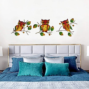 JFRISING Metal Owl Wall Art Decor Outdoor Indoor Hanging Wall Sculpture Decorations for Home Garden Bedroom Living room Bathroom , 3 Pack