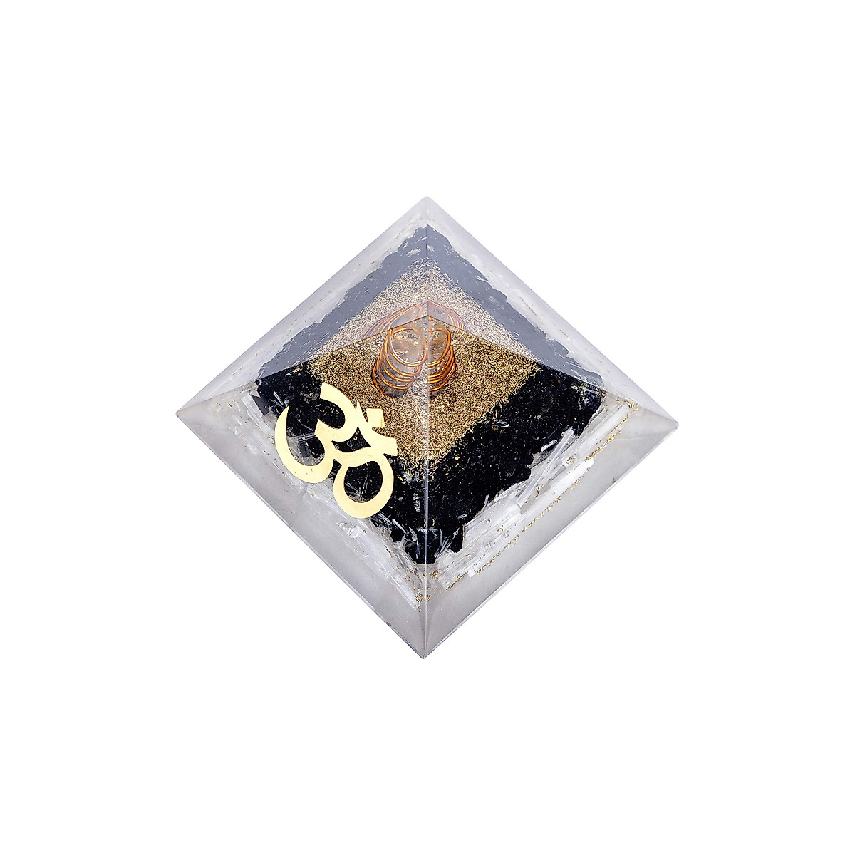 Orgone Pyramid Crystal -Orgonite Crystals -Black Tourmaline & Selenite-for Protection & Positive Energy-Crystal Pyramid for- Chakra Healing Meditation &Crystal Gifts-Orgonite Pyramid