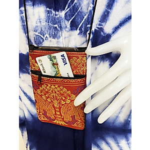 ablossom, Hmong Bag Hill Tribal Elephant Mini Crossbody Single Shoulder Unique Handmade For Women Cell Phone Purse Passport Holder & Travel Pouch Multicolor Handbag, Pack Of 6