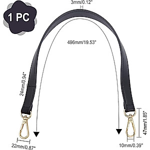 WADORN PU Leather Purse Handle, 15.75 Inch Short PU Leather Bag Strap Thin Shoulder Bag Straps Replacement Handbag Handle Strap Tote Bag Top Strap with Swivel Clasps DIY Purse Making Supplies, Black
