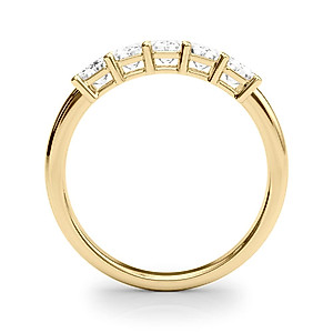 JewelMore 2 Carat 14K Emerald Lab Grown Diamond Five Stone Anniversary Band for Women (F-G/VS-SI) Yellow Gold 5.5