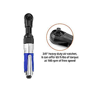 QWORK Air Ratchet Wrench, 3/8" Super Fast Heavy Duty Air Ratchet, 65ft-lbs