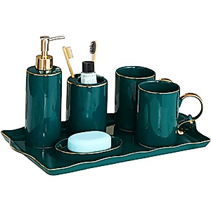 WYKDD Set Nordic Bathroom Bathroom Toilet wash Combination Set Household Ceramic mouthwash Cup