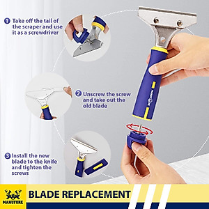 MANUFORE Long Handle Paint Scraper and Short Handle Paint Scraper Bundle