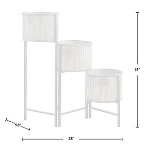 FirsTime & Co. Silver Jasper Outdoor Planter 3-Piece Set Indoor or Outdoor Raised Flower Pot for Garden, Patio, Balcony, Metal, 28 x 9.5 x 31 inches (70446)