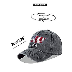 LANGZHEN American Flag Hats for Men and Women USA Flag Baseball Cap Adjustable Outdoors Trucker Snapback Hat (USA-Washed-Black+USA-Gray,One Size)