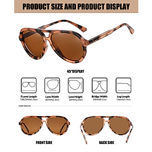 DUCO Retro Aviator Polarized Sunglasses Women Men Vintage Double Bridge Sun Glasses Classic Shades DC1208