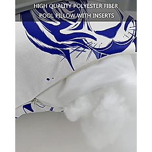 Recliner Head Pillow Ledge Loungers Chair Pillows with Insert Line Blue Magnolia Flowers Tiger Red Sun Lumbar Pillow with Adjustable Strap Outdoor Waterproof Patio Pillows for Beach Pool, 2 PCS