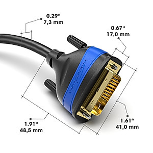 Dual Link DVI Cable – with ferrite core for Interference-Free Signal Transmission – 20ft (Digital DVI-D/24+1 Monitor Cable, DVI to DVI, up to 2560×1600 at 60Hz or Full HD/1080p) by CableDirect