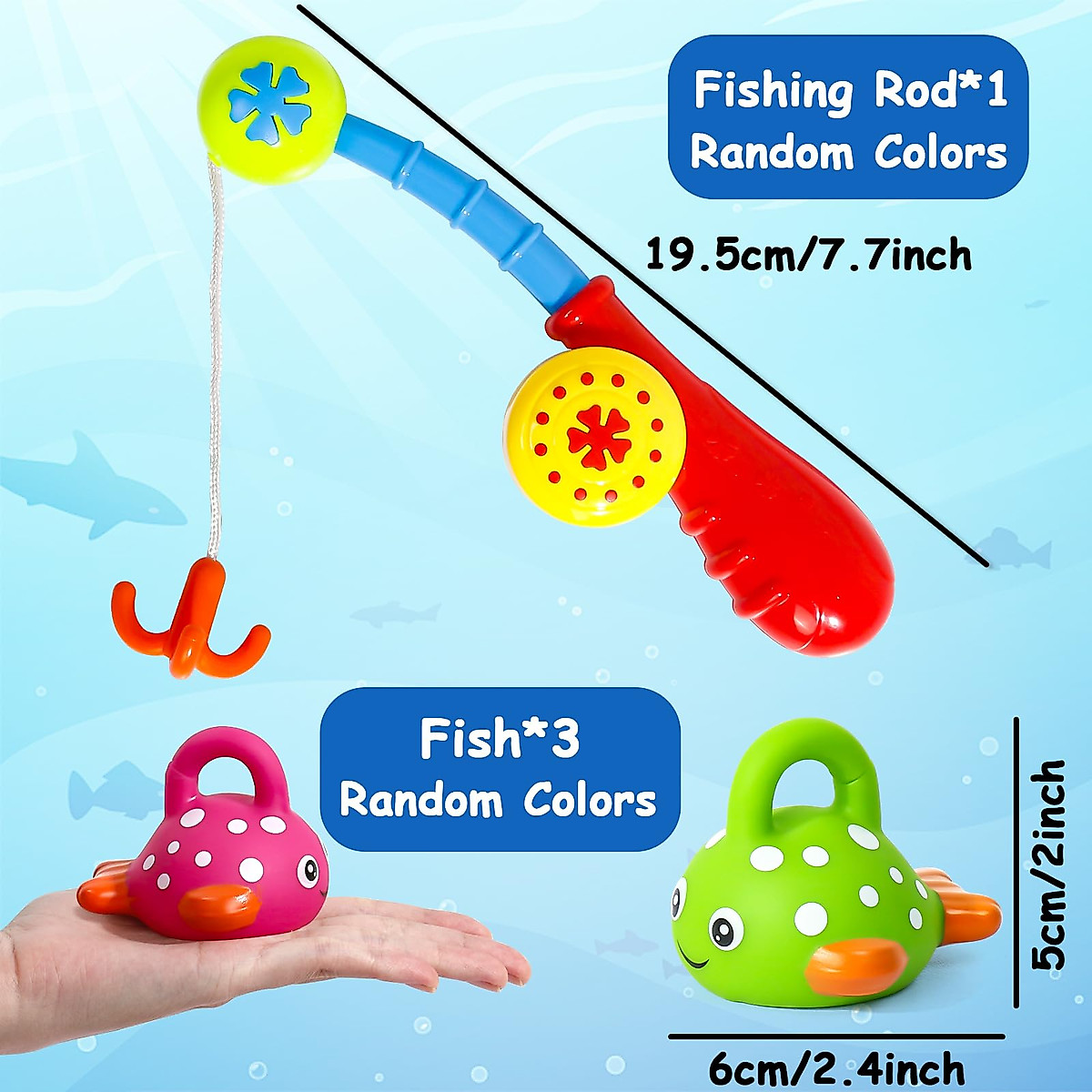 Fajiabao Baby Bath Toys for Kids Ages 1-3 Mold Free Water Toys No Hole Fishing Games Bathtub Toys for Toddler 2-4 Shower Toys Baby Gift for Boys Girls Age 1 2 3 4 5 6(Color Random)