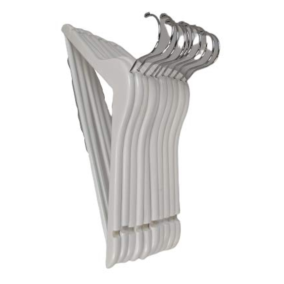 Pillowtex Wood Suit Clothes Closet Hanger w/Bar - Set of 50 White Hangers